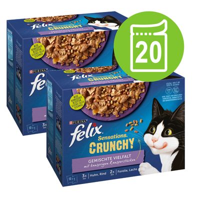 Felix Sensations Crunchy 20 x 85 g Pouches + 80 g Topping günstig ...