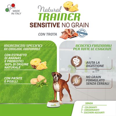 Natural Trainer Sensitive No Grain Adult Med/Maxi Trota | zooplus