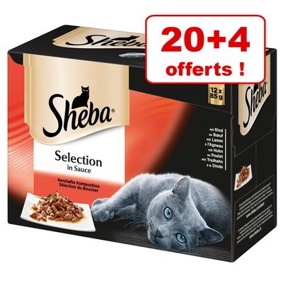 Sachets Sheba pour chat 20 x 85 g + 4 sachets offerts | zooplus