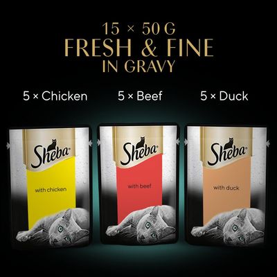 Sheba Fresh & Fine in Gravy Mini Pouches 15 x 50g | zooplus.co.uk