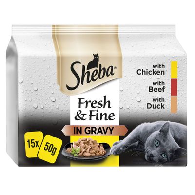 Sheba Fresh & Fine in Gravy Mini Pouches 15 x 50g | zooplus.co.uk