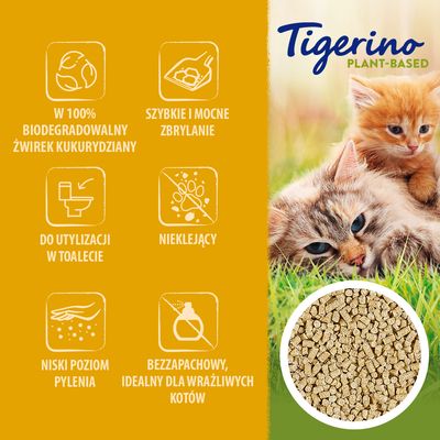 Tigerino Plant-Based, żwirek na bazie kukurydzy | tanio w bitiba