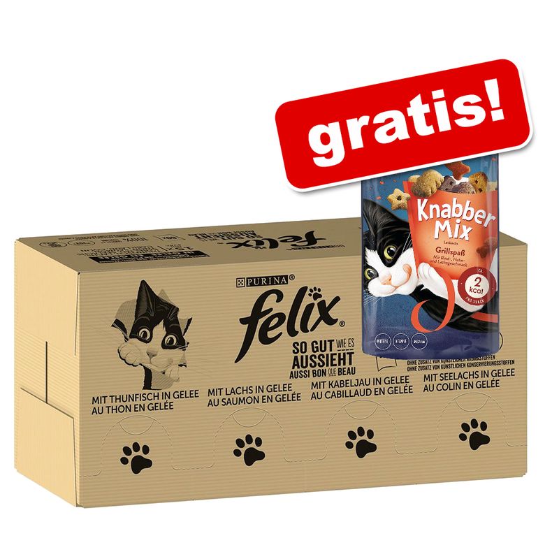 120 x 85 g Felix natvoer + 60 g Knabbel Mix Grillpret Snack gratis ...